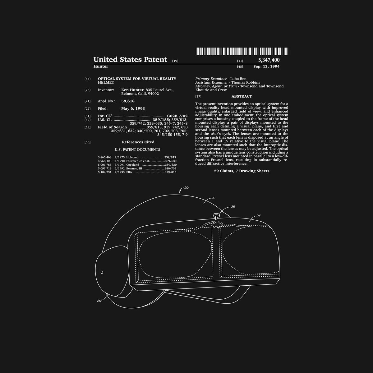 Virtual Reality Helmet Patent - Black - Art Print by Finlay McNevin ...