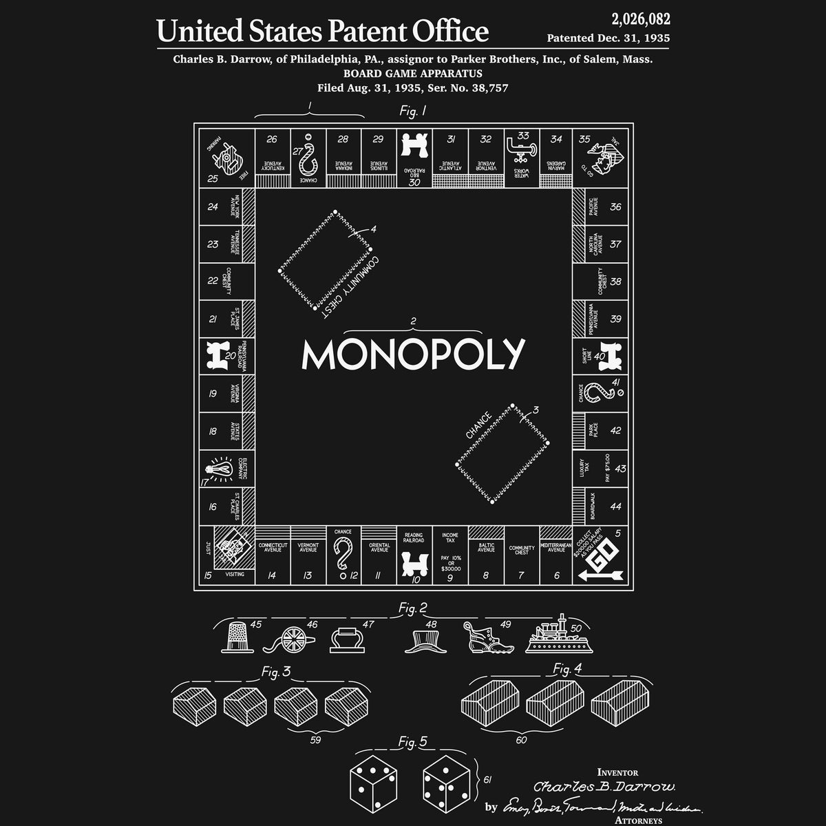 Board Game Patent - Black - Art Print by Finlay McNevin | GIANT ART