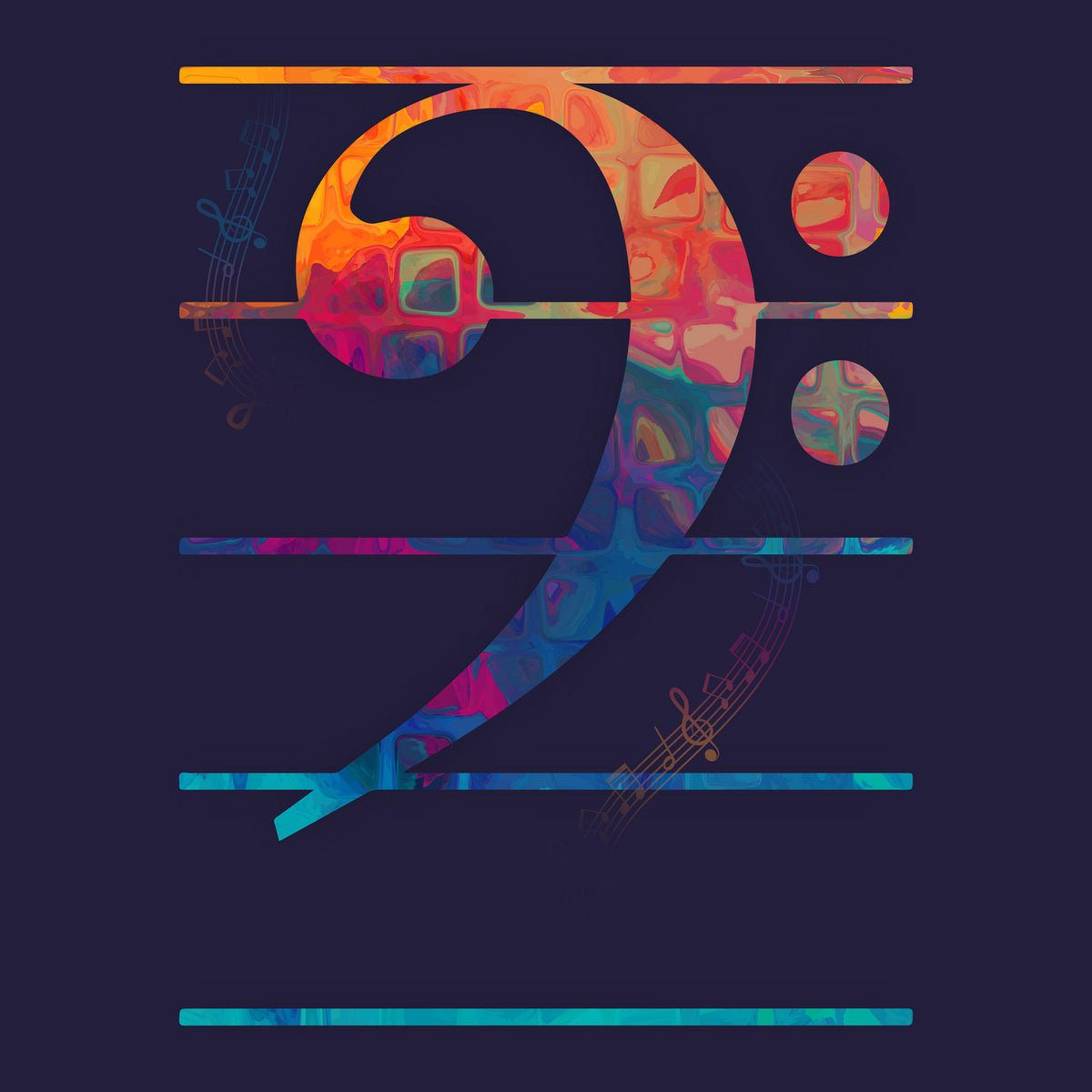 Bass Clef Color - Art Print by Leandro Jorge | GIANT ART