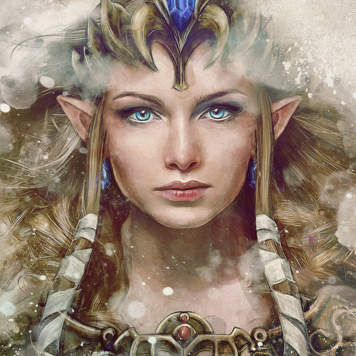 Epic Princess Zelda Portrait - Art Print by Barrett Biggers | GIANT ART