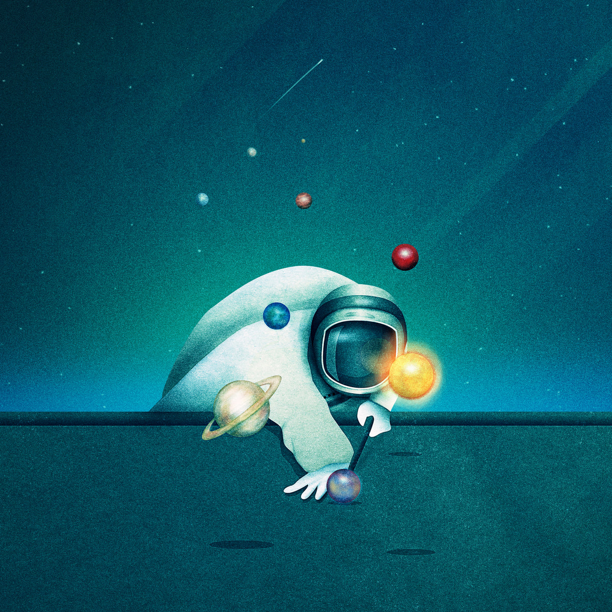 Astronaut Billards - Art Print by Romina Lutz | GIANT ART