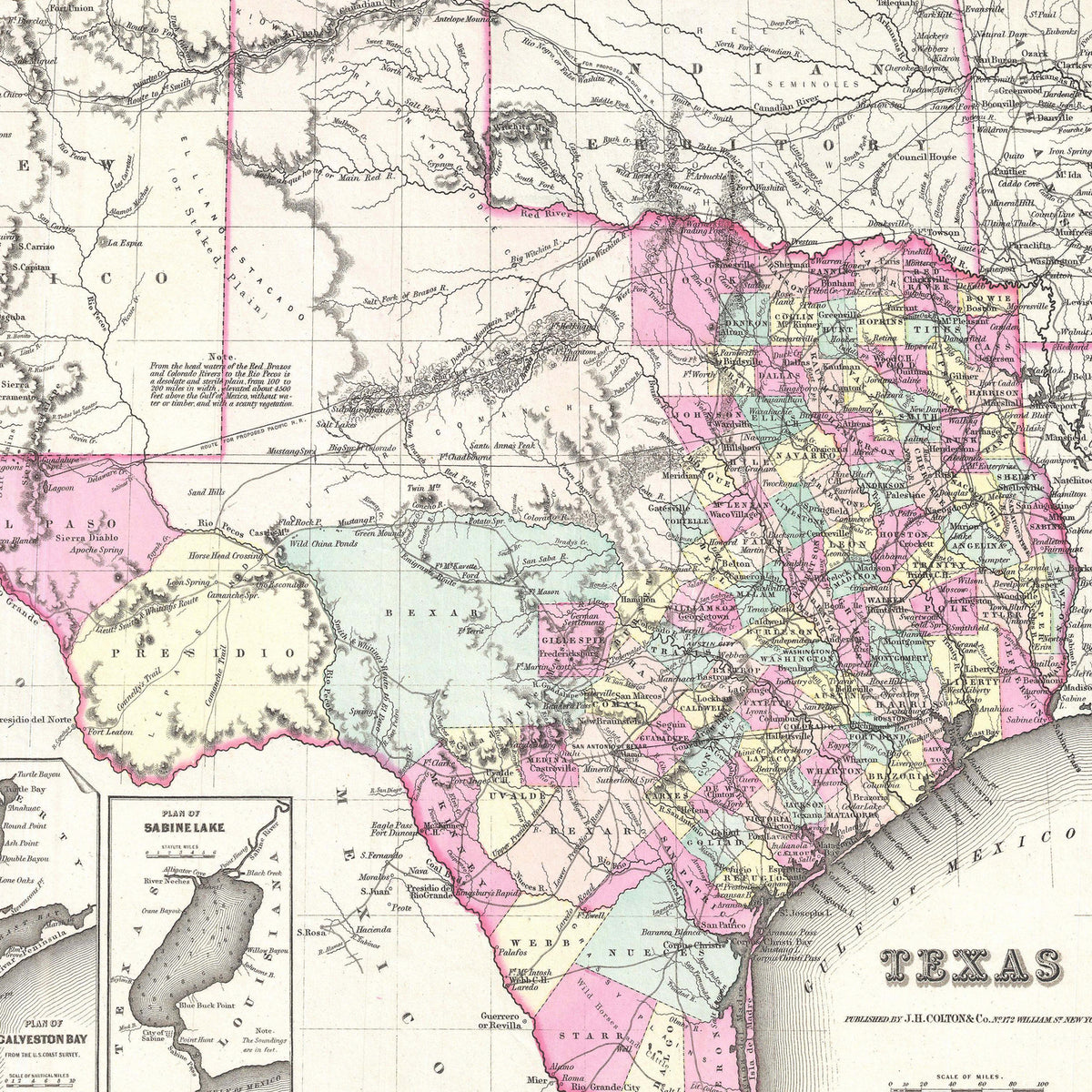 Vintage Map of Texas (1855) - Art Print by Adam Shaw | GIANT ART