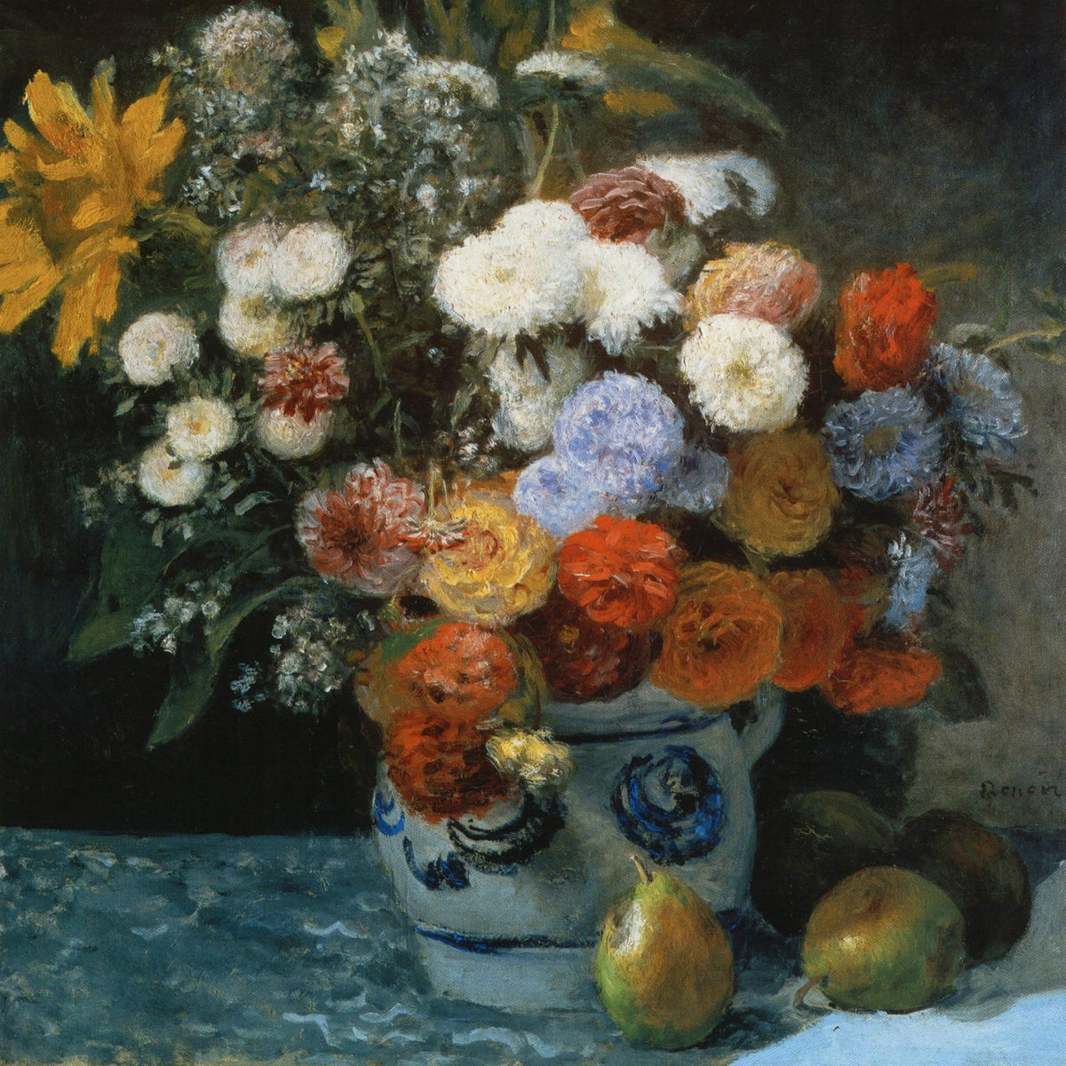 Fleurs dans un pot en faïance - Art Print by Auguste Renoir | GIANT ART