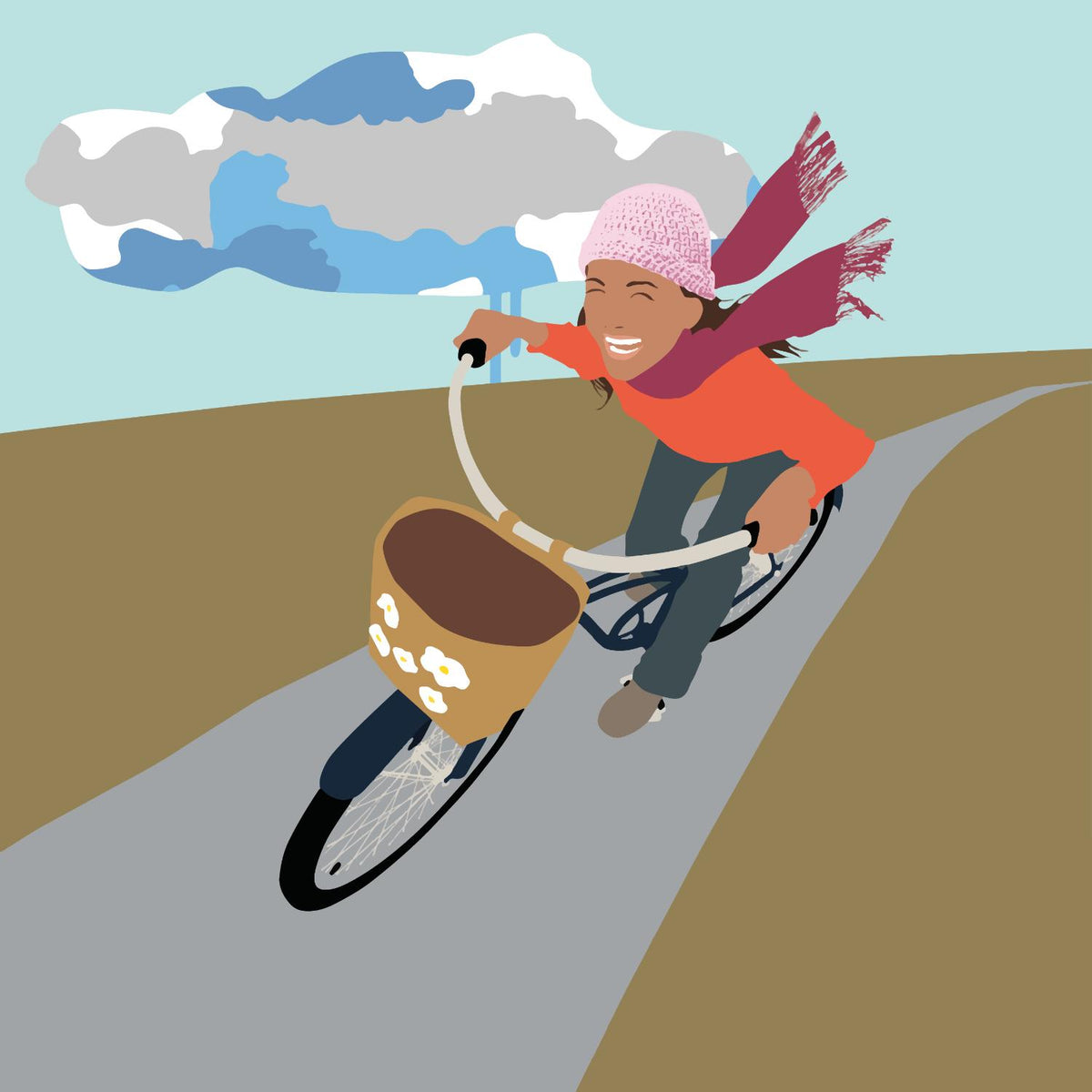 Cloud Girl on Bike - Art Print by Eric Scheib | GIANT ART